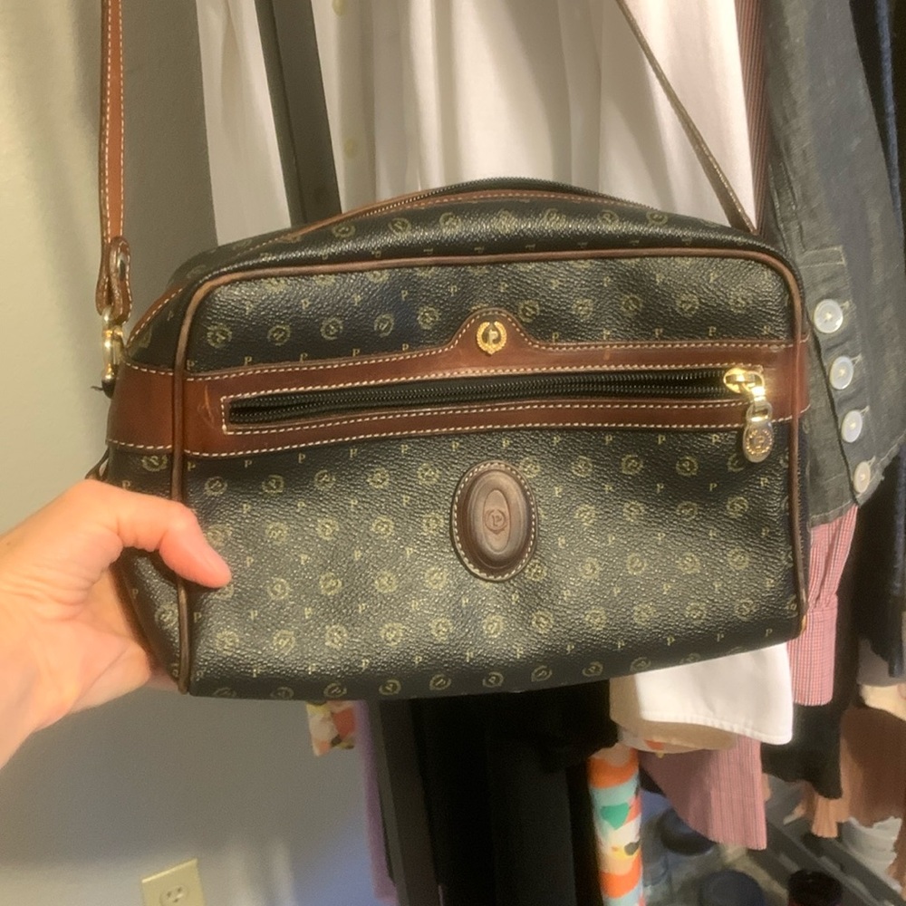 Vintage Pollini Logo Coated Canvas Crossbody Bag - Gem